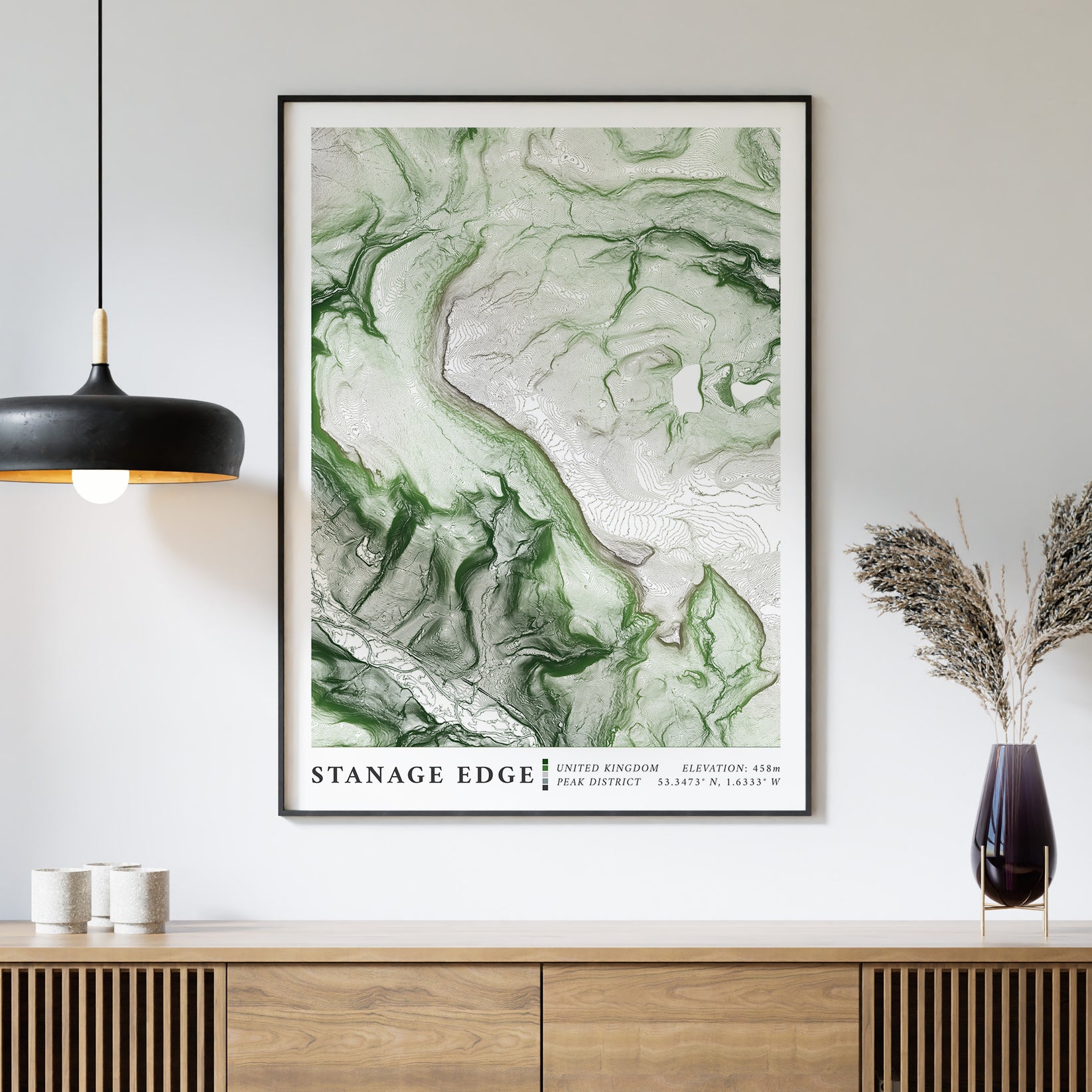Stanage Edge Peak District Topographic Map Print – outandbackstudio