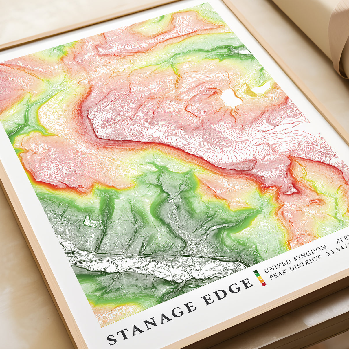 Stanage Edge Peak District Topographic Map Print – outandbackstudio
