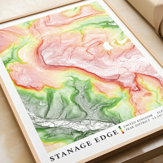 Stanage Edge Peak District Topographic Map Print – outandbackstudio