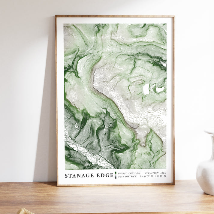 Stanage Edge Peak District Topographic Map Print – outandbackstudio